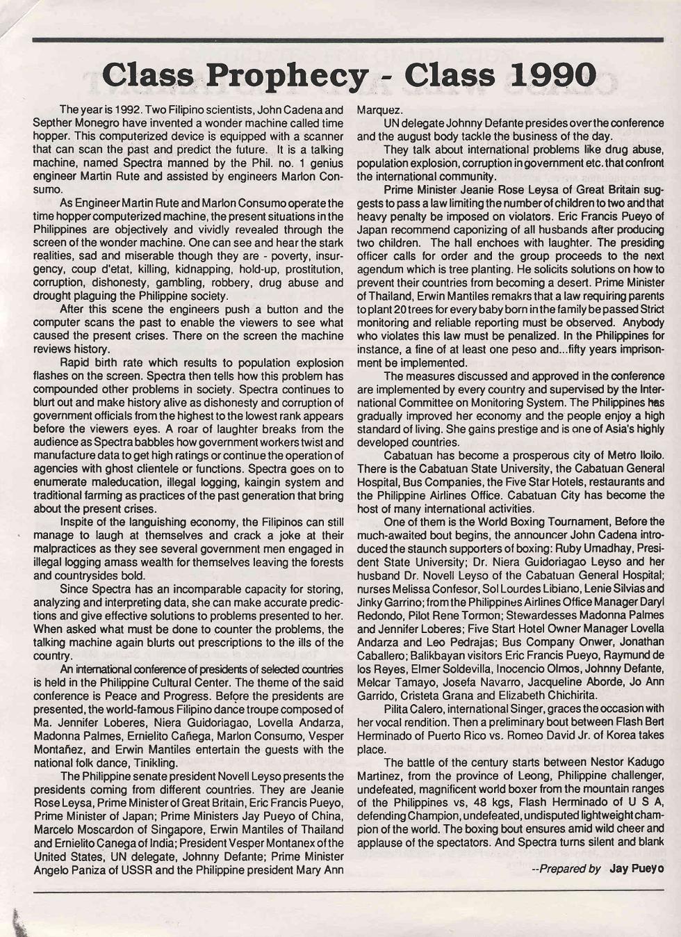 CNCHS Cabatuan National Comprehensive High School, Class 1990 ...