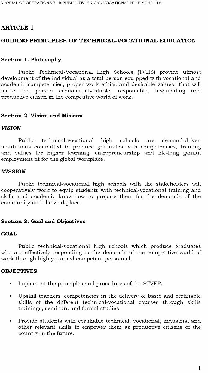 DepED Manual for Technical-Vocational High Schools